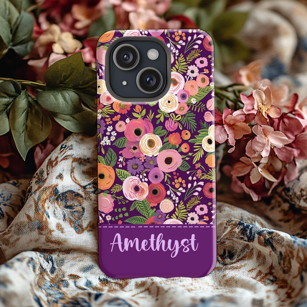 Custom Phone Case - Purple watercolor floral – Juju + Nana